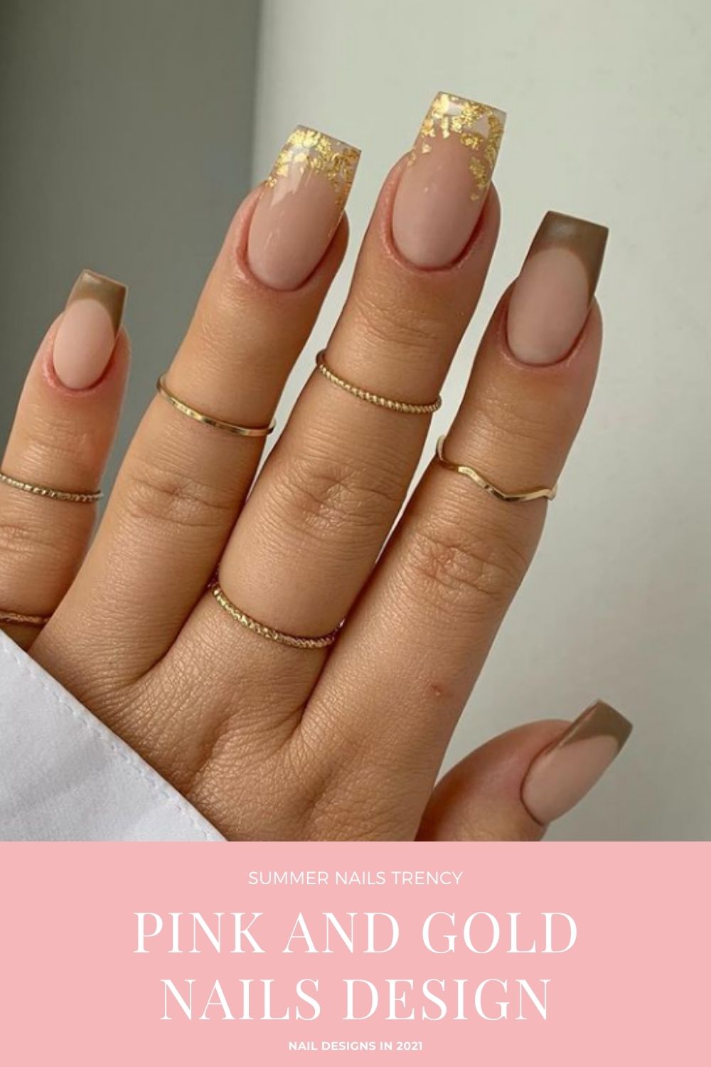 Stunning pink and gold nails to try this Summer 2021!