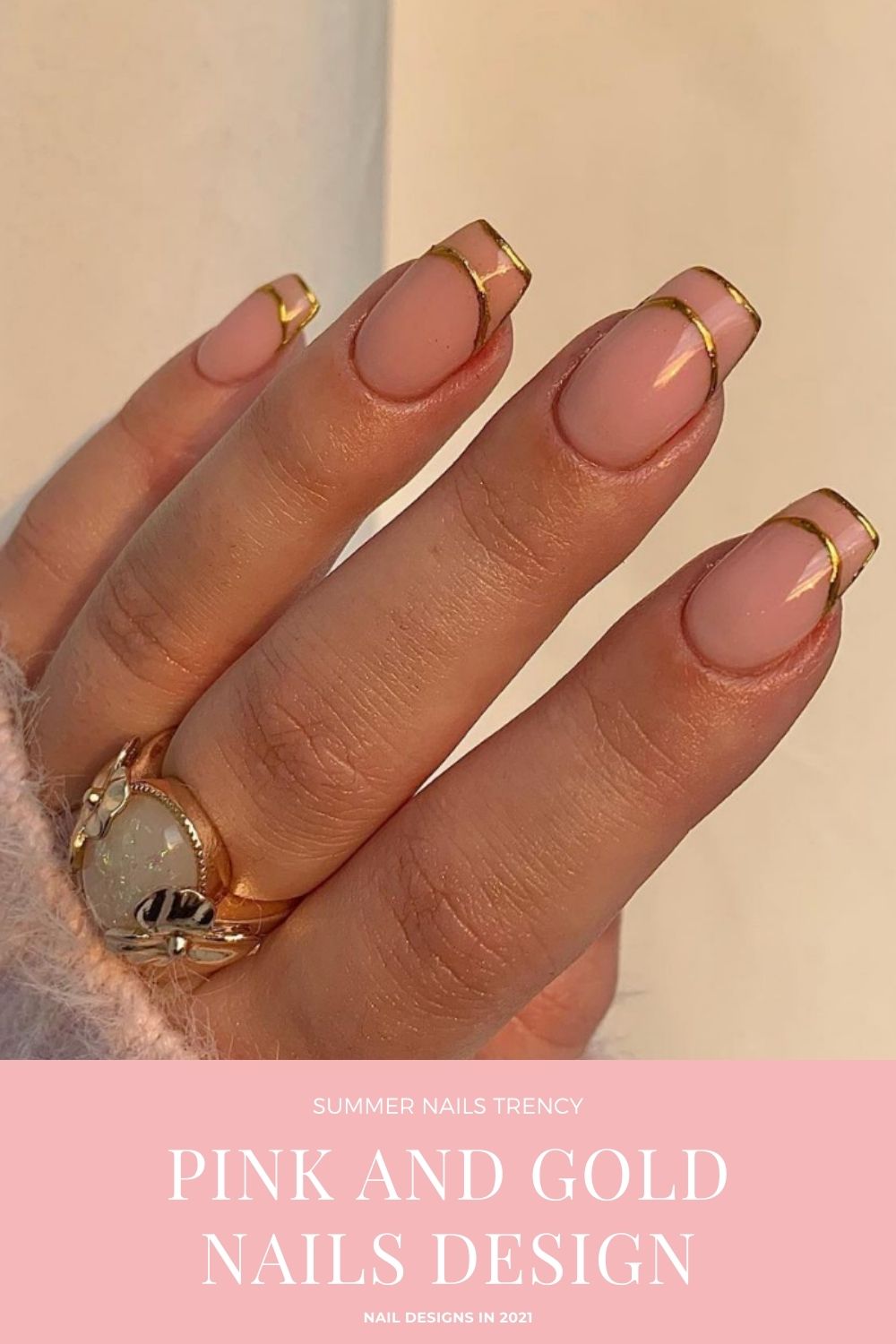 Stunning pink and gold nails to try this Summer 2021!