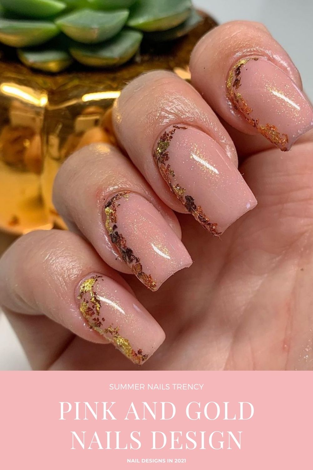 Stunning pink and gold nails to try this Summer 2021!