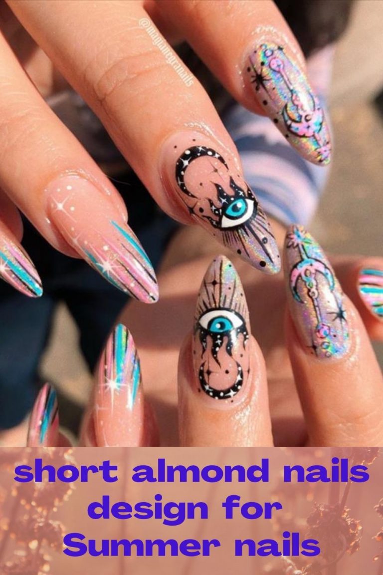Short almond-shaped nail designs for Summer acrylic nail shape 2021!