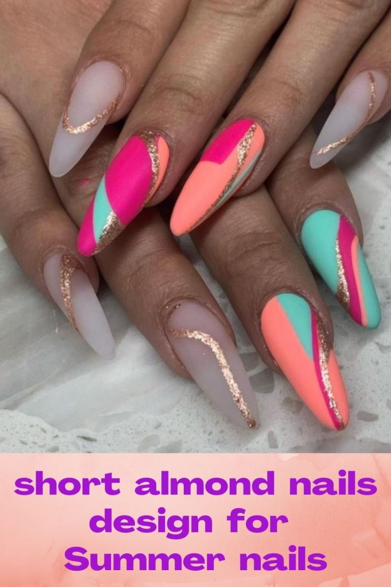 Short almond-shaped nail designs for Summer acrylic nail shape 2021!
