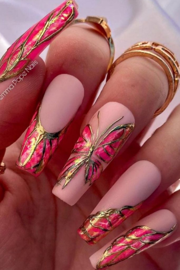 Butterfly nails | best acrylic nails art design for 2021