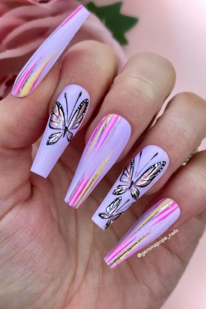 Butterfly nails | best acrylic nails art design for 2021