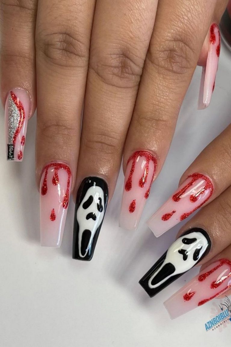33 Spooky Scream nails design for Halloween nails 2021 - Mycozylive.com