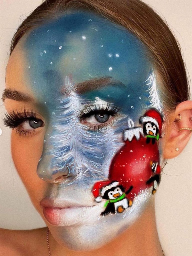 23 Creative Holiday & Christmas makeup looks ideas 2021