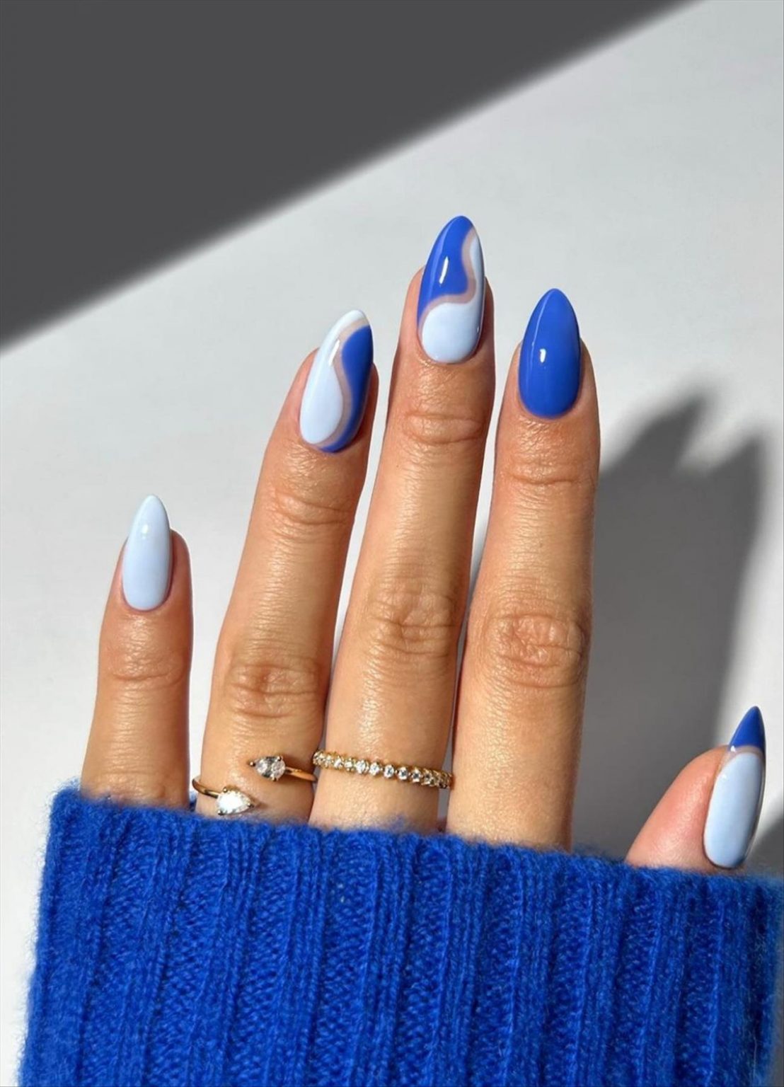 21 Beautiful blue nail designs art you'll love - Mycozylive.com