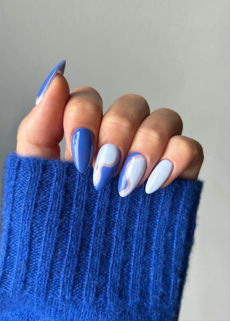 21 Beautiful blue nail designs art you'll love - Mycozylive.com