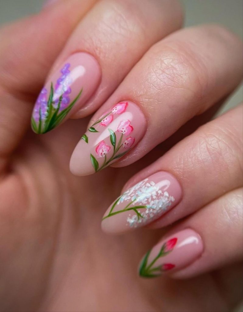 43 Trendy Spring flower nails 2024 trends you'll love - Mycozylive.com