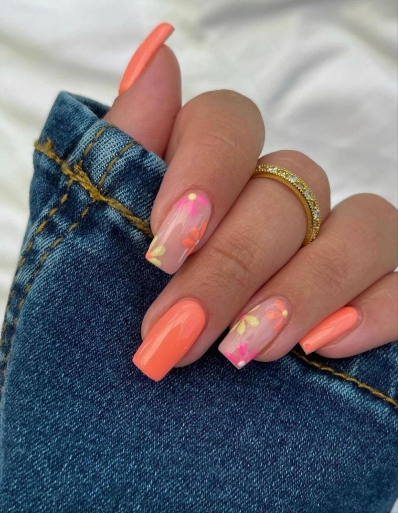 48 Beautiful Spring flower nails design you'll love - Mycozylive.com