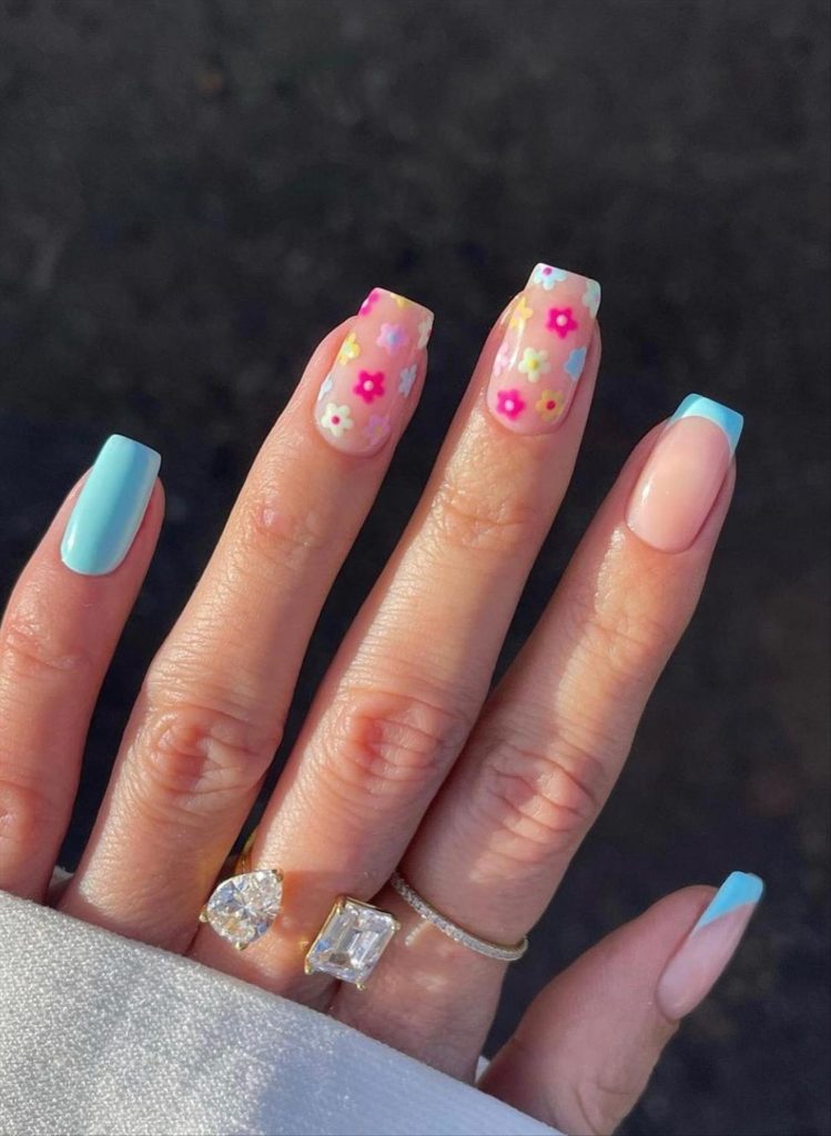 48 Beautiful Spring flower nails design you'll love - Mycozylive.com
