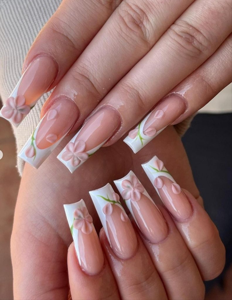 48 Beautiful Spring flower nails design you'll love - Mycozylive.com